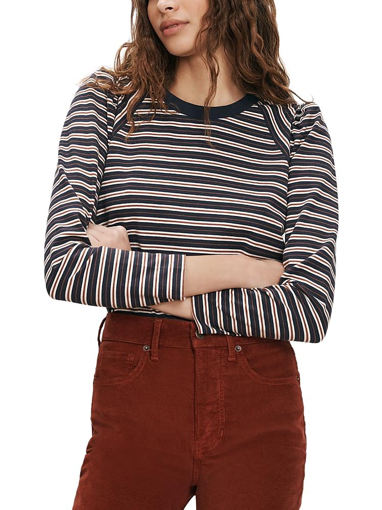 VERONICA BEARD Veronica Beard Striped Cotton Blend Baseball Tee